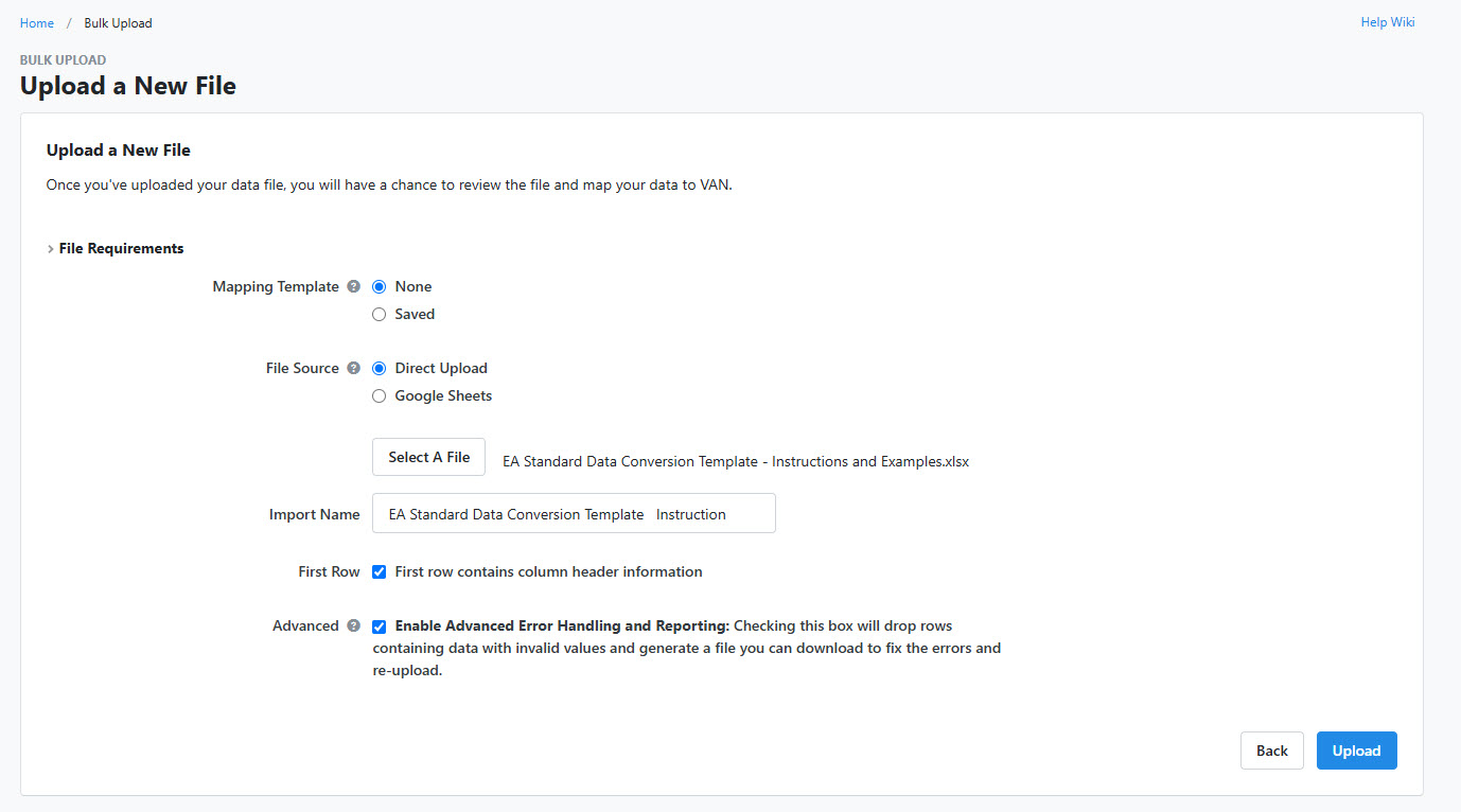 How do I Bulk Upload a spreadsheet?