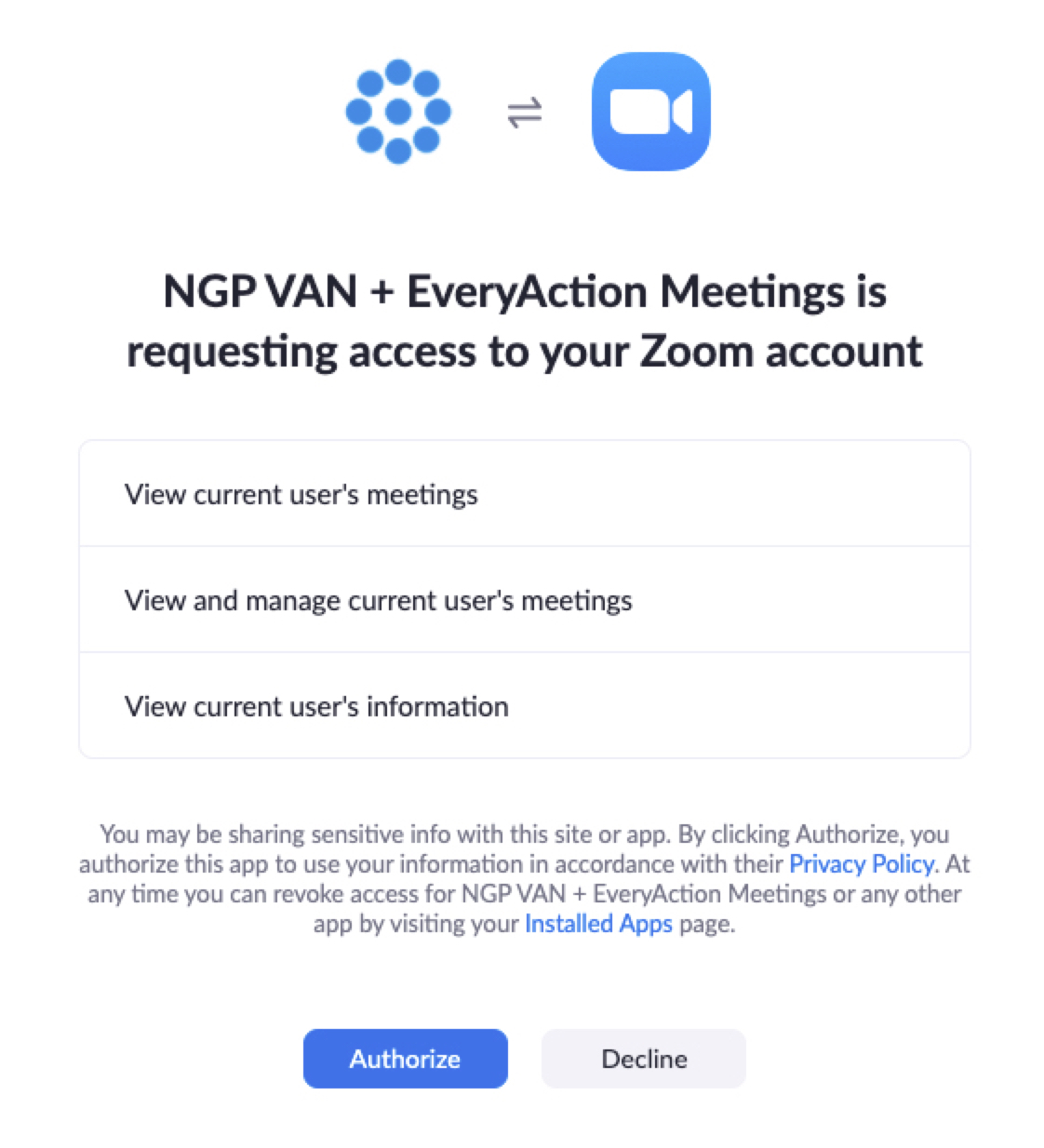 How do I set up and use the Zoom integration for Events?