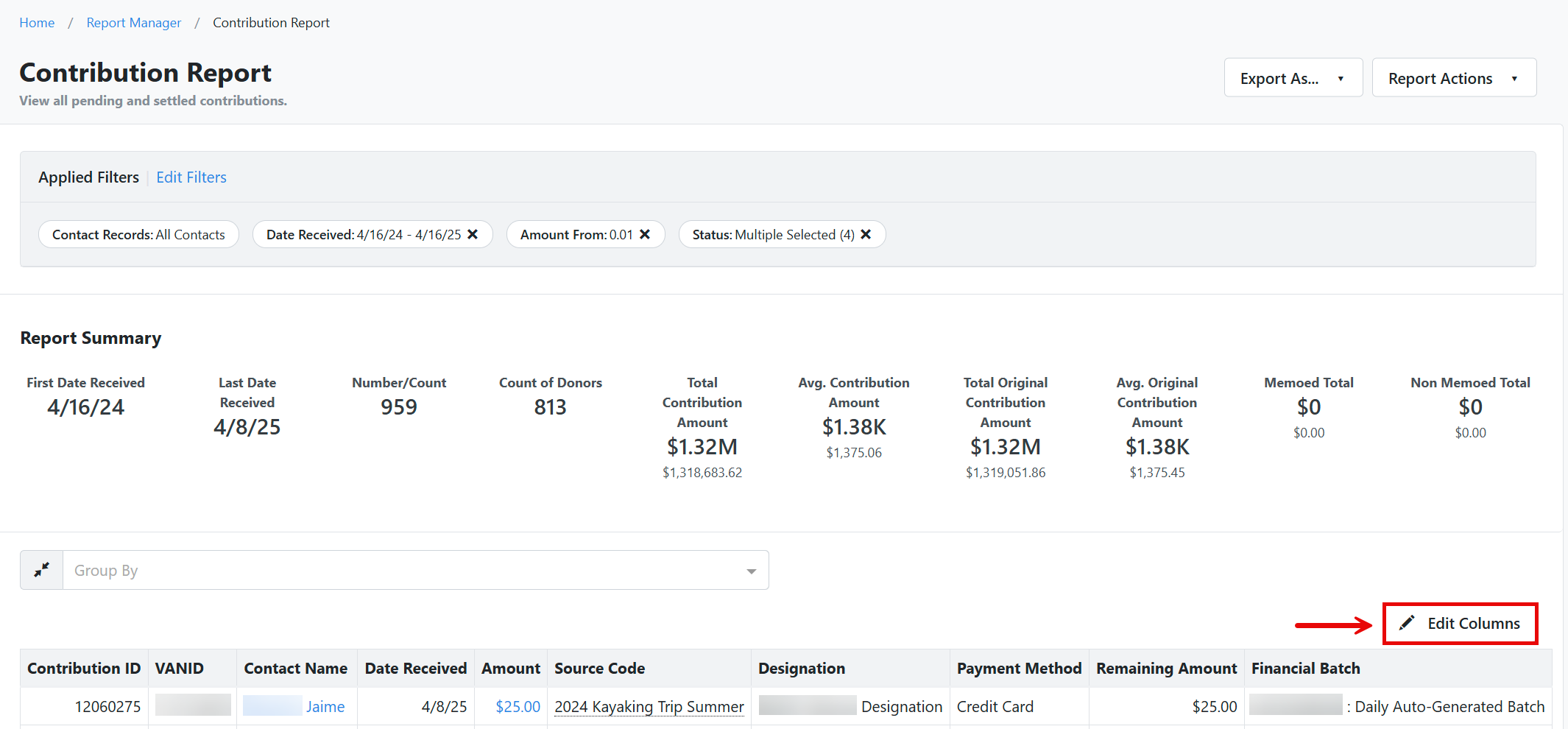 How do I add columns to Reports?