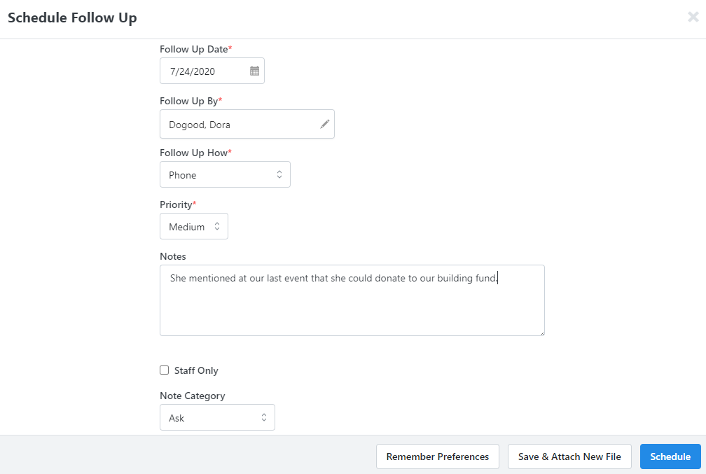 How to: Add and use contact Follow Ups