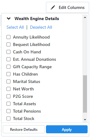 How to: Use the WealthEngine Integration