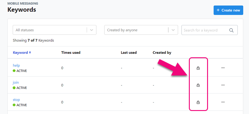How to: Create and use keywords for Mobile Messaging
