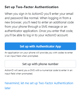 Enabling 2FA for Your ActionID