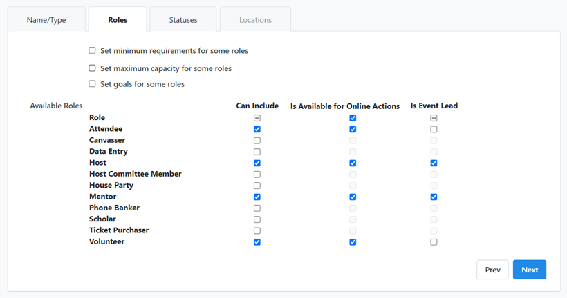 How to: Add Event Types, Event Roles, and Locations