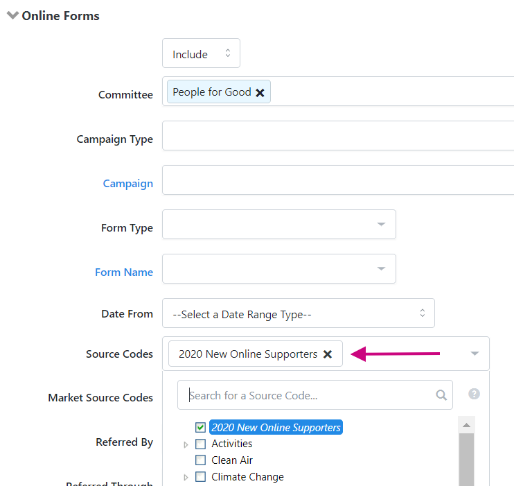 How do I search and report on Source Codes?