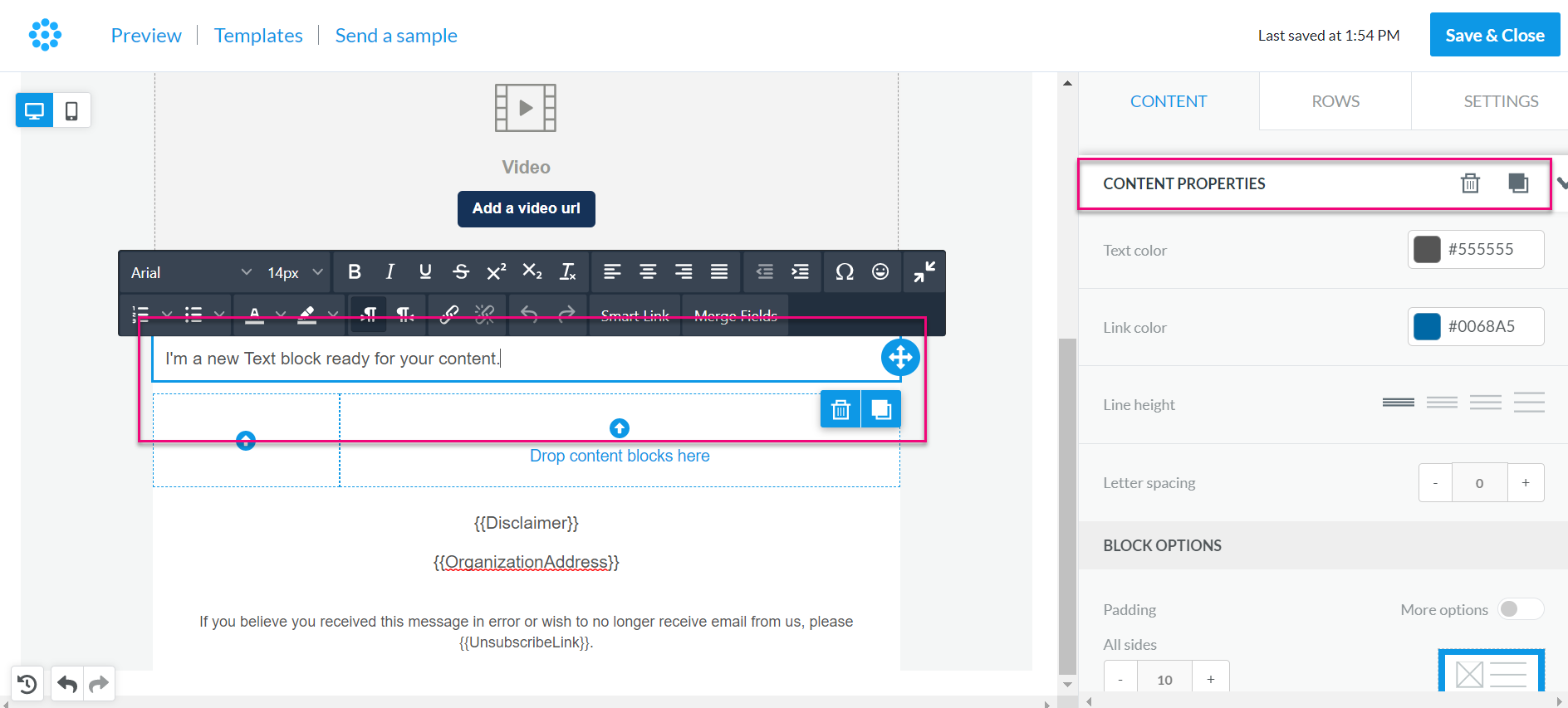 How to: Use the Drag & Drop editor to create Targeted Email
