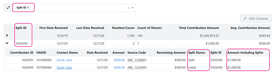 How to: Enter and Track Split Contributions