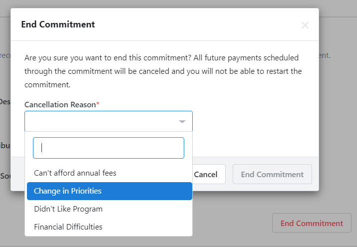 How to: Change or end a recurring commitment