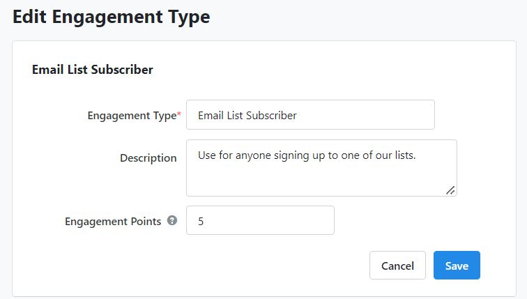 How do I understand Engagement Points & Types?