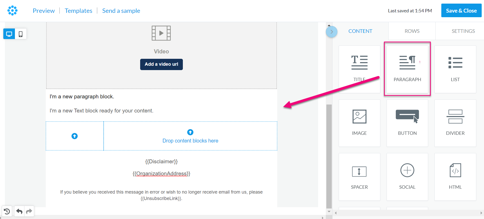 How to: Use the Drag & Drop editor to create Targeted Email
