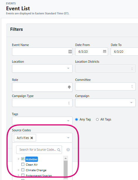 How do I search and report on Source Codes?