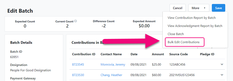 How to: Bulk edit contributions
