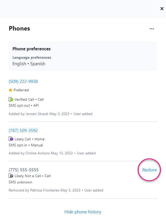 How to: View and update phone numbers on a contact record