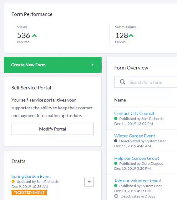 How do I create an Online Actions form?