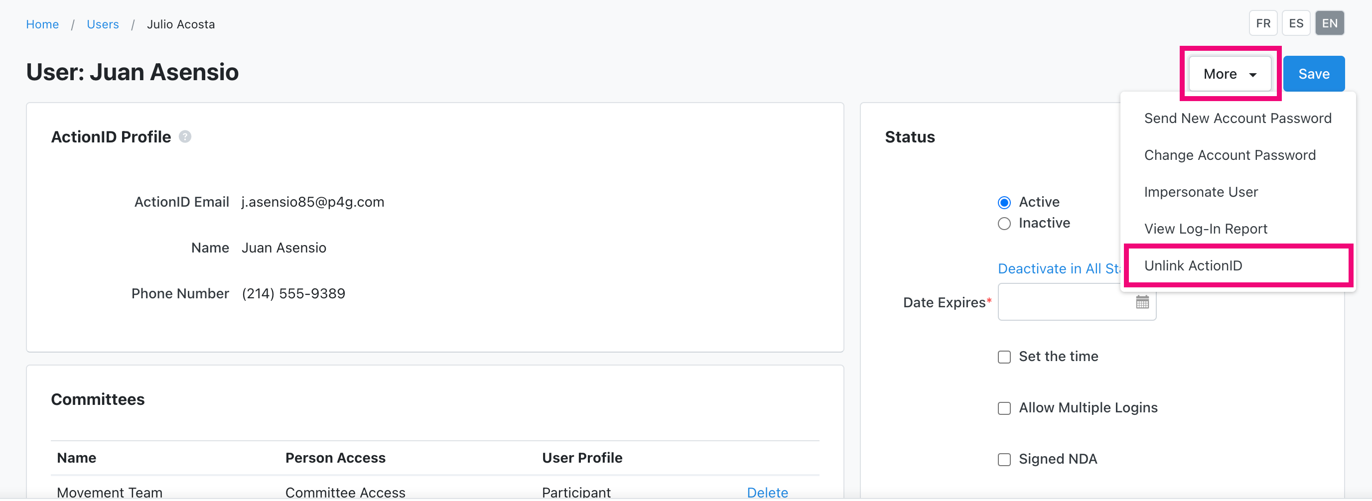 Administer: Deactivated user accounts