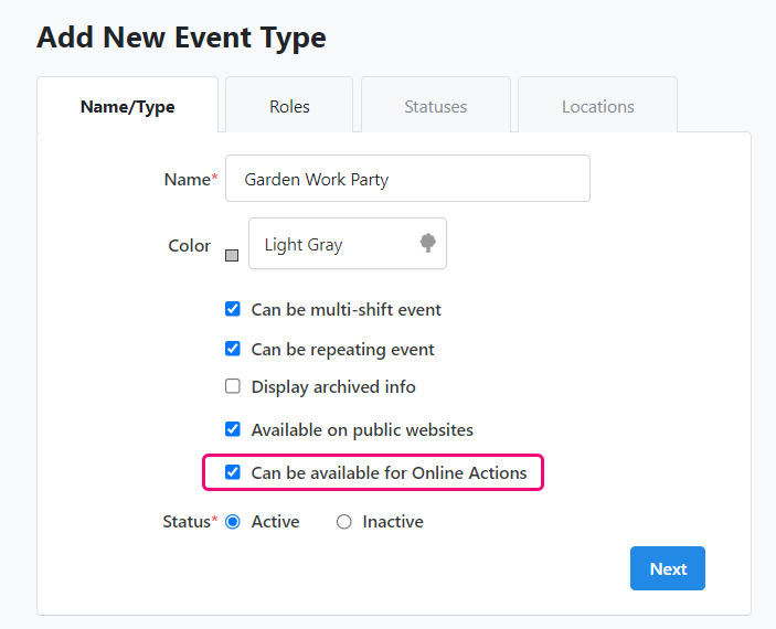 How to: Add Event Types, Event Roles, and Locations